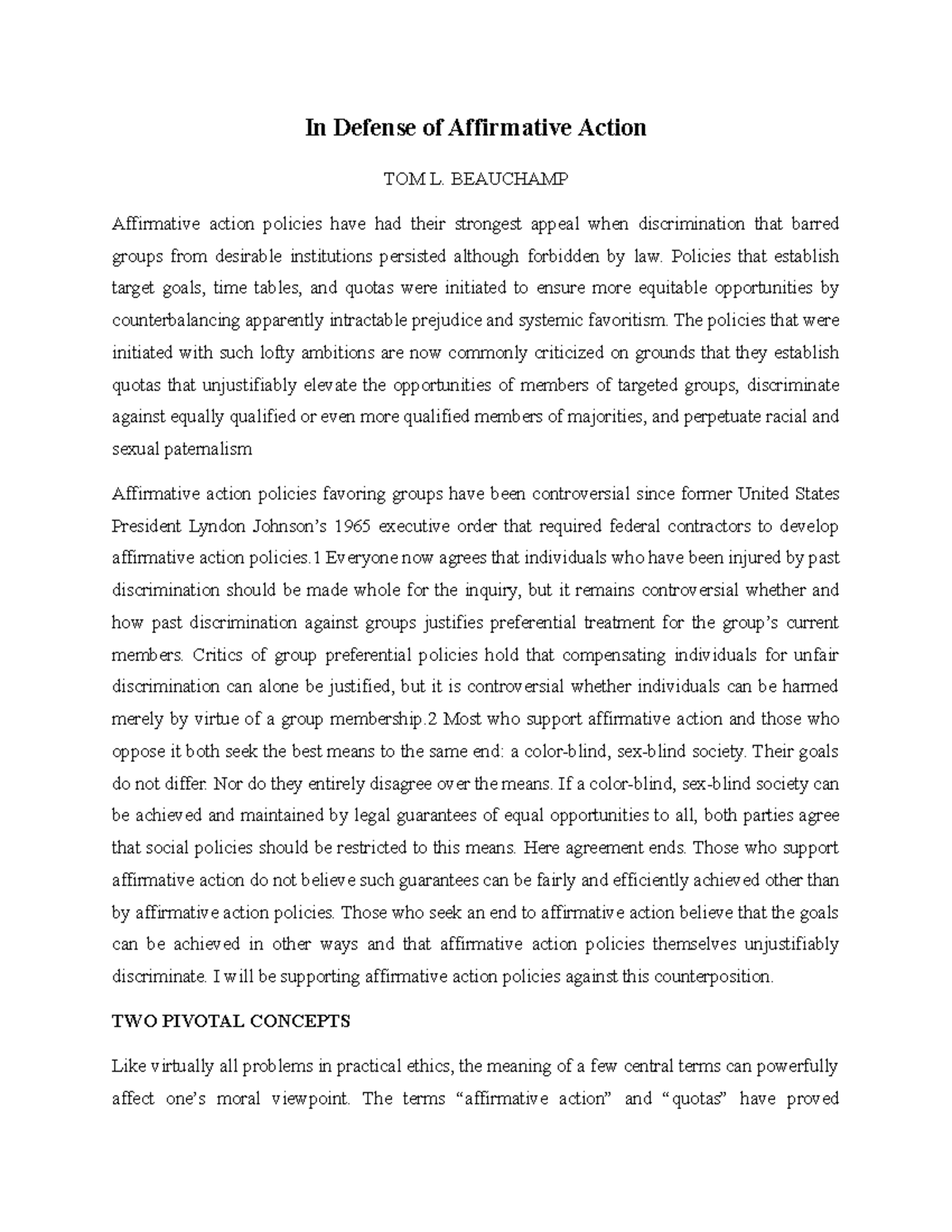 Affirmative Action: A Defense of Policies in Ethical Contexts - Studocu