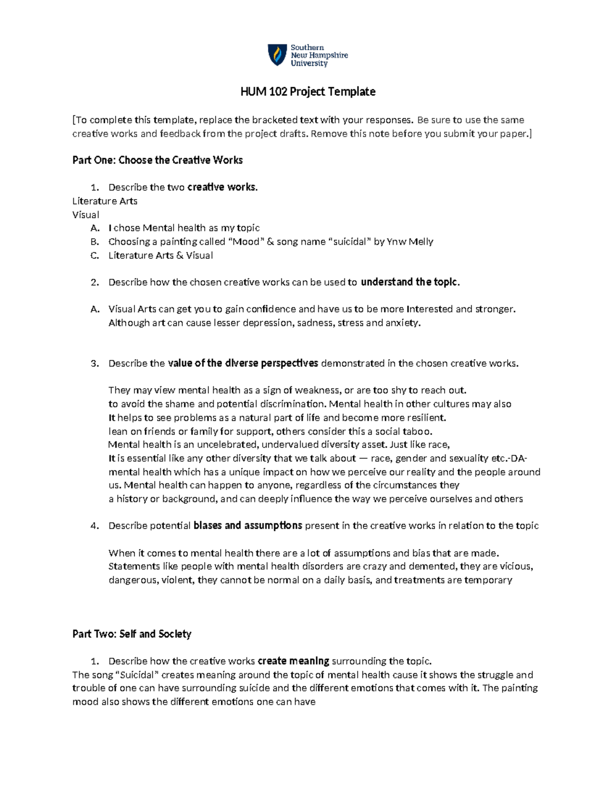 HUM 102 Project Template - HUM 102 Project Template [To complete this ...