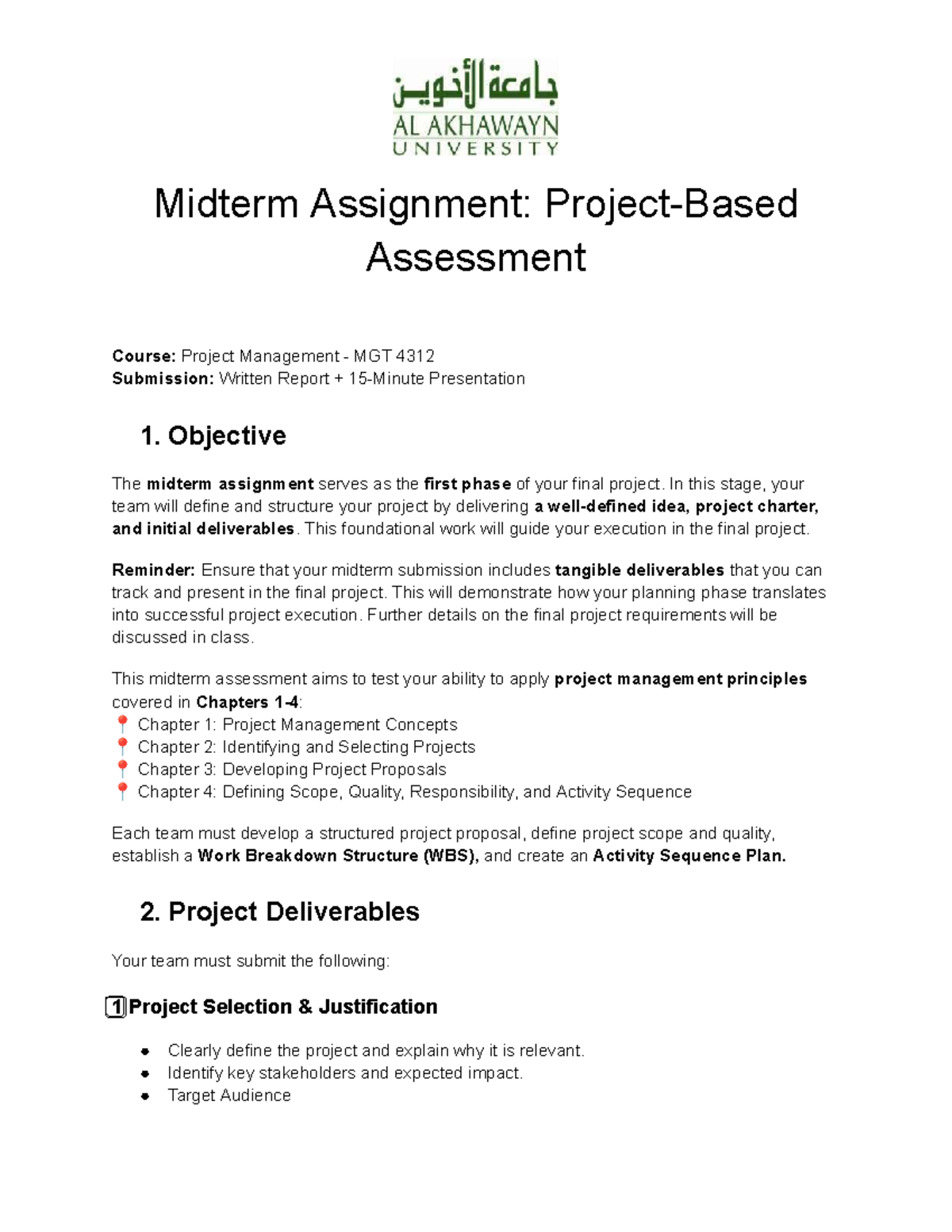 Midterm Assignment - Project Management - Midterm Assignment: Project ...