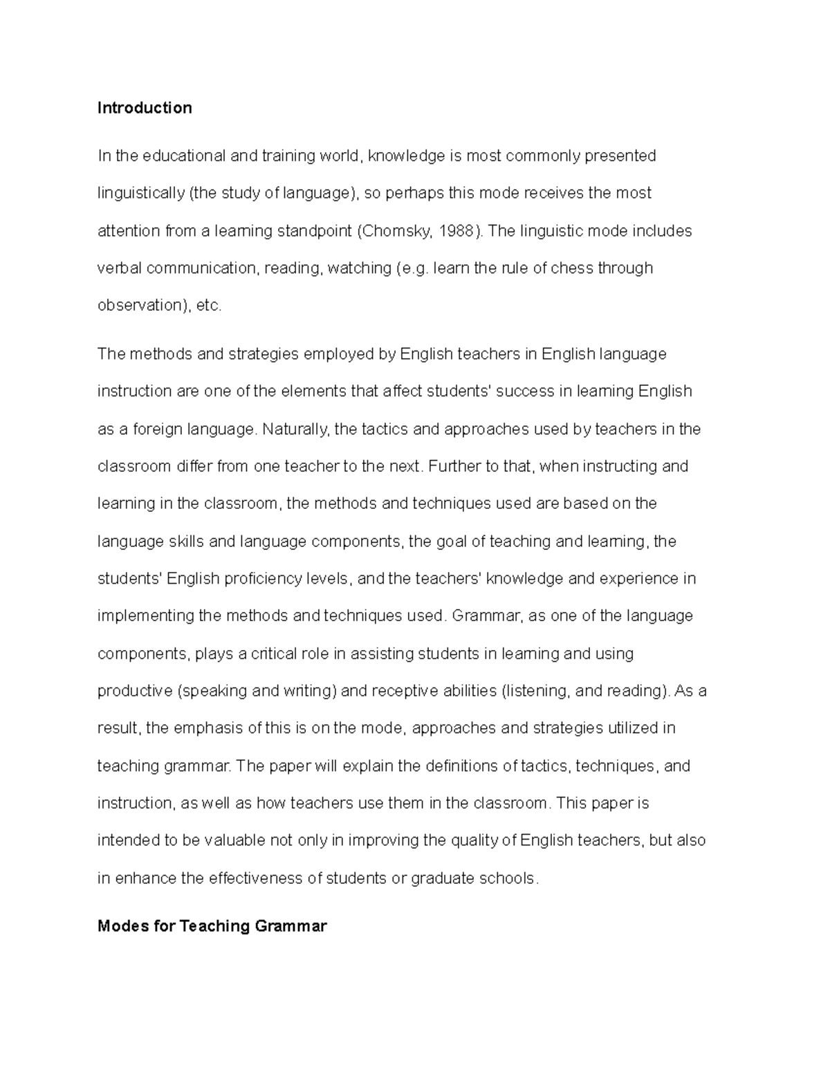 Teaching Grammar through Linguistic Mode: Approaches and Strategies ...