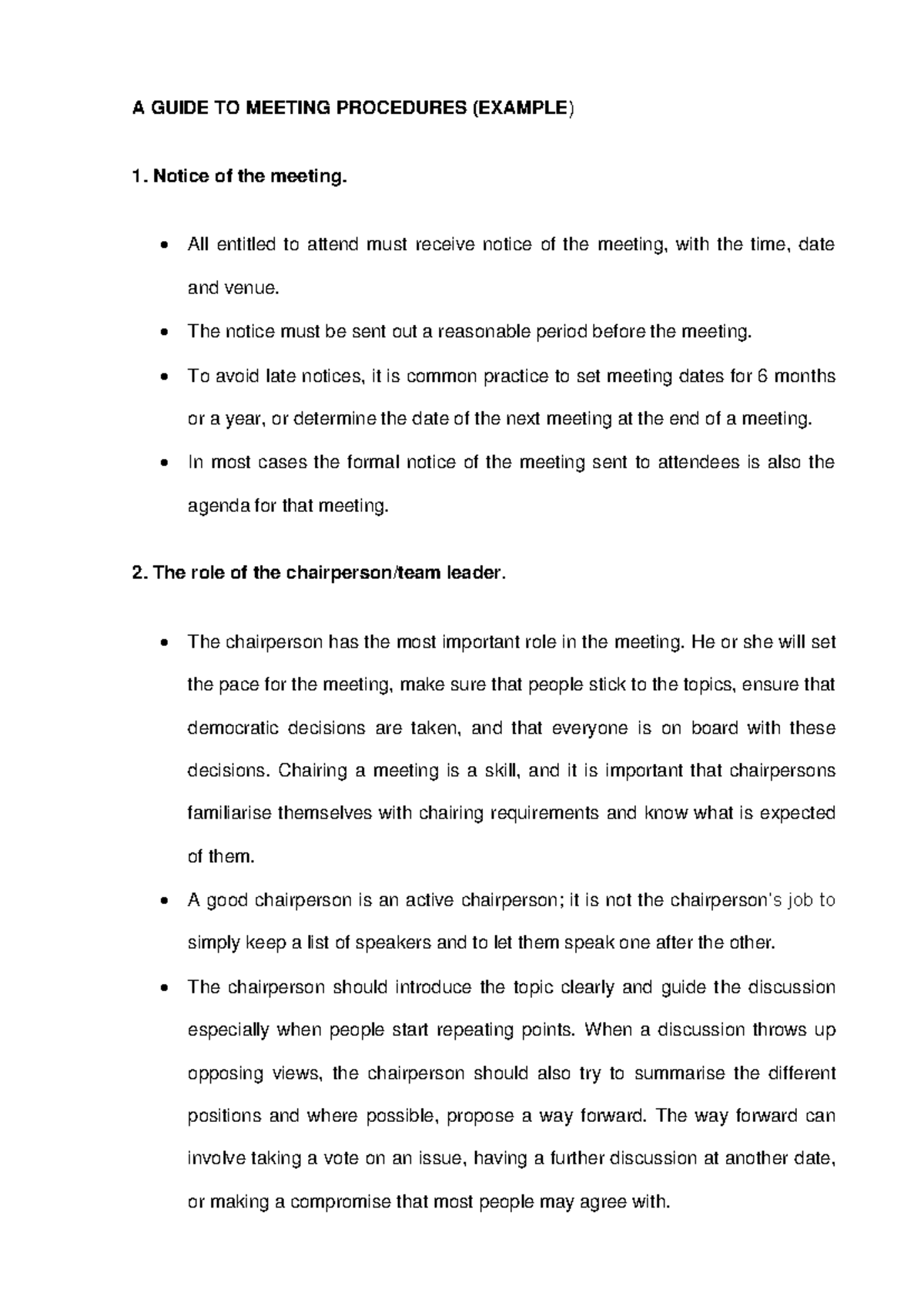 Effective Meeting Procedures: A Comprehensive Guide - Studocu
