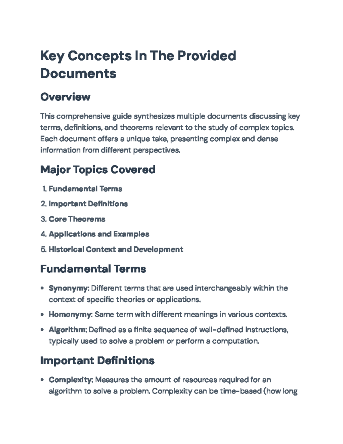 Key Concepts in Computer Science: Definitions, Theorems, and ...