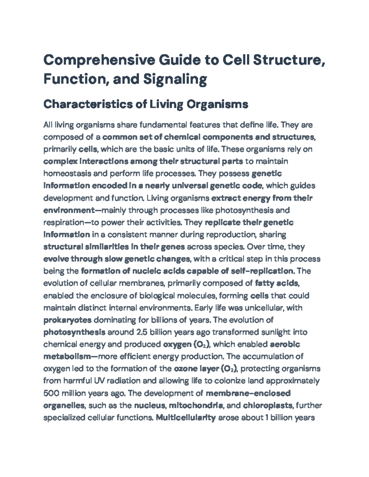 Comprehensive Overview of Cellular Structure & Function (CS42) - Studocu