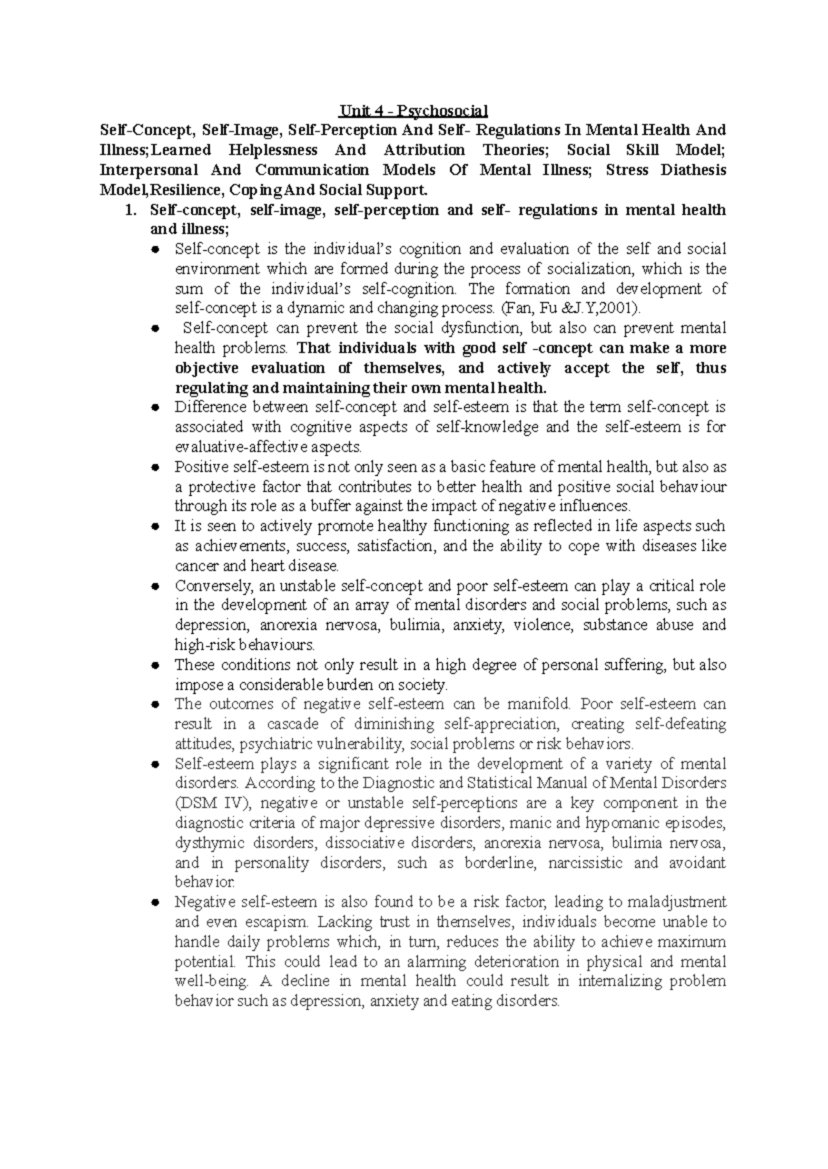 M.Phil Clinical Psychology Unit 4 Notes: Psychosocial Factors in Mental ...