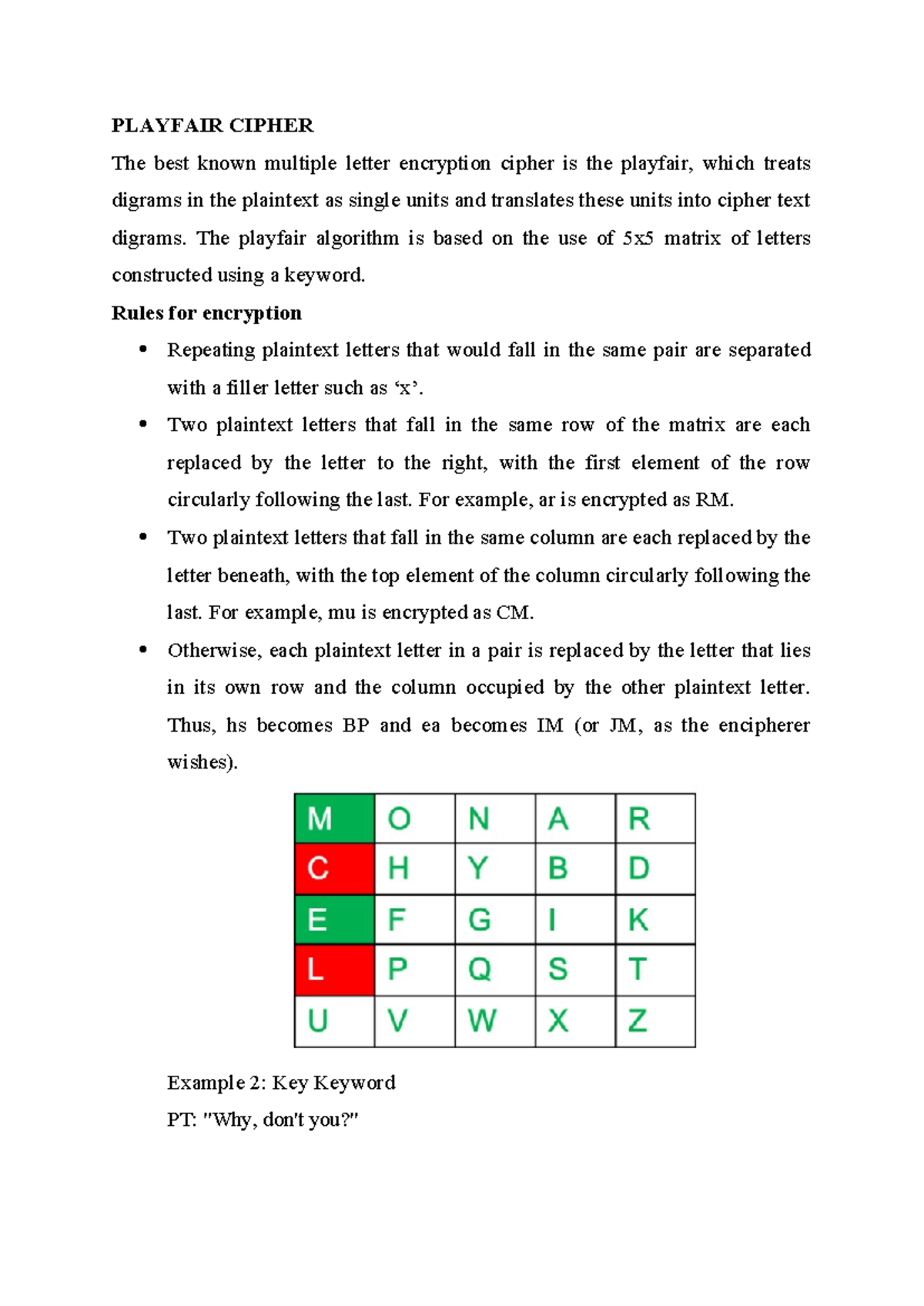 Playfair Cipher Overview - CCS354 Network Security Study Guide - Studocu