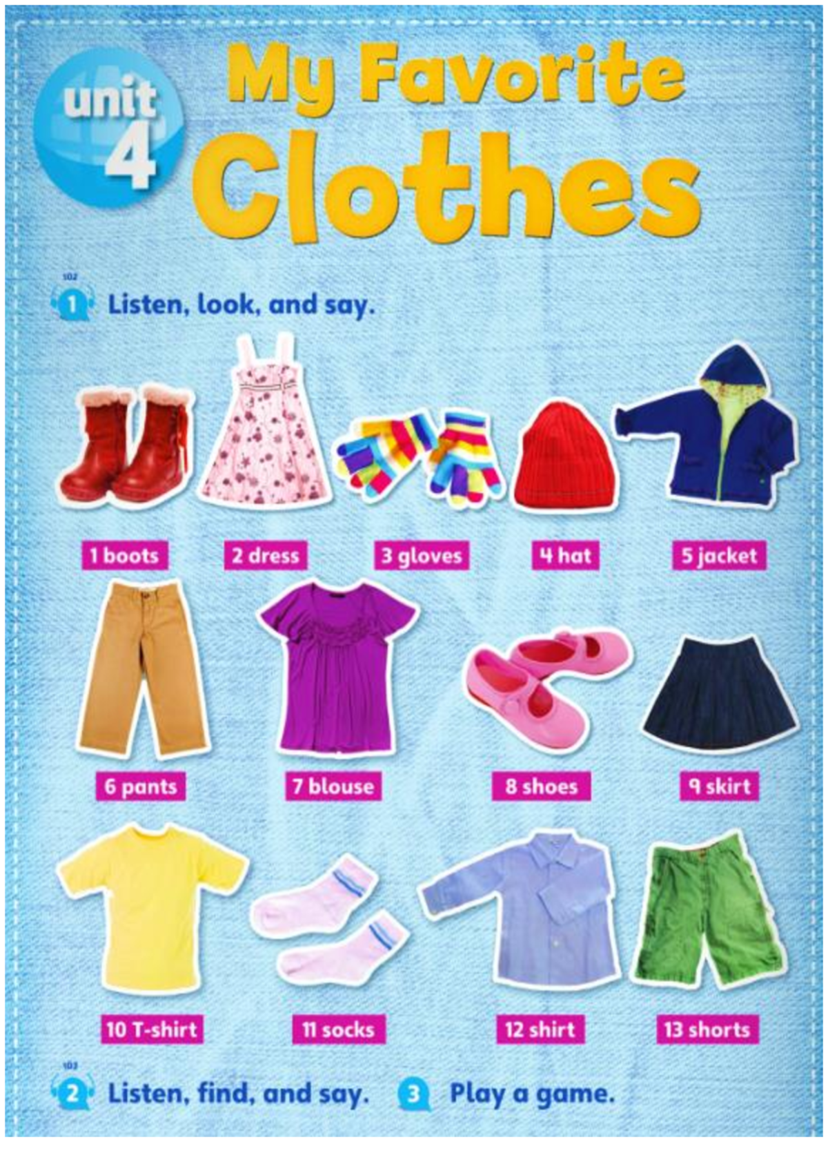 My Favorite Clothes & Animals - Unit 102 Activities - Studocu