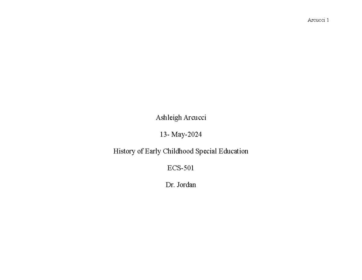 ECS 101: History of Early Childhood Special Education Timeline - Studocu