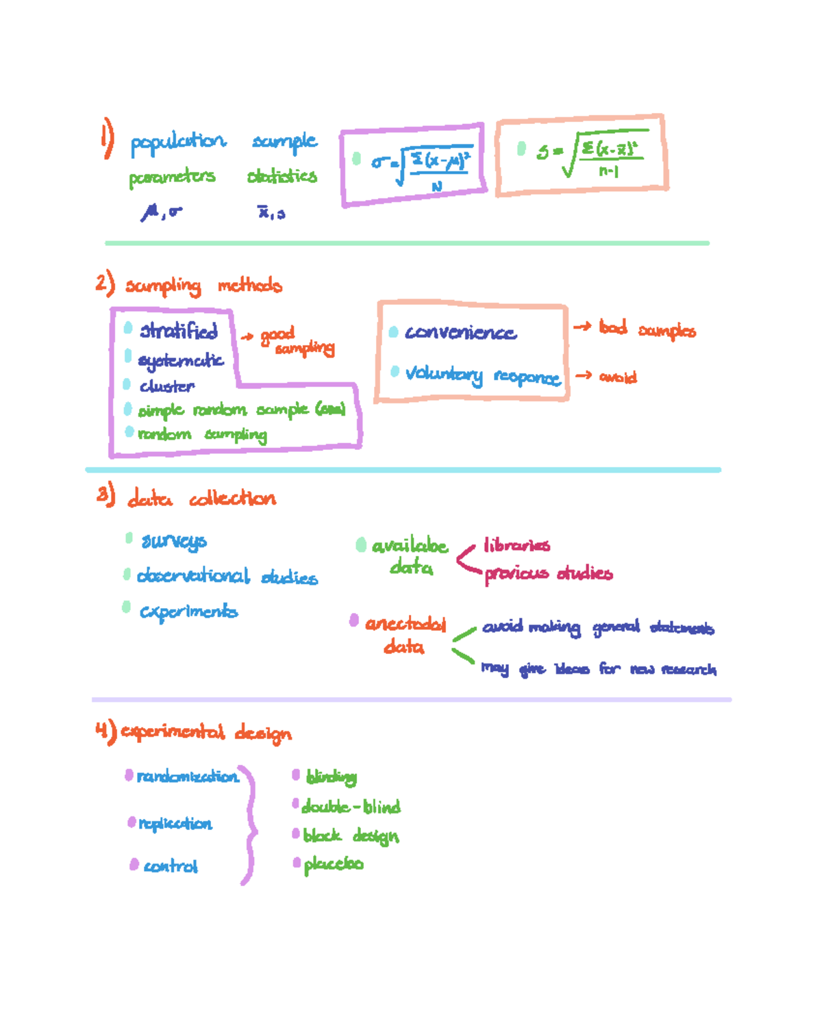 Statistics Exam 1 Notes: Population, Samples, and Data Collection - Studocu