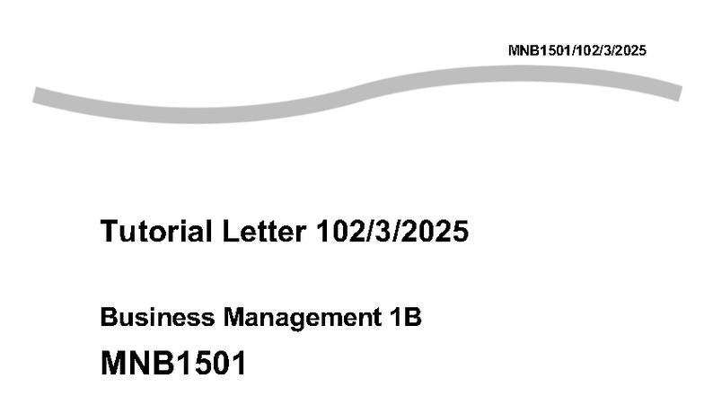 MNB1501 Tutorial Letter: Business Management 1B Important Info - Studocu