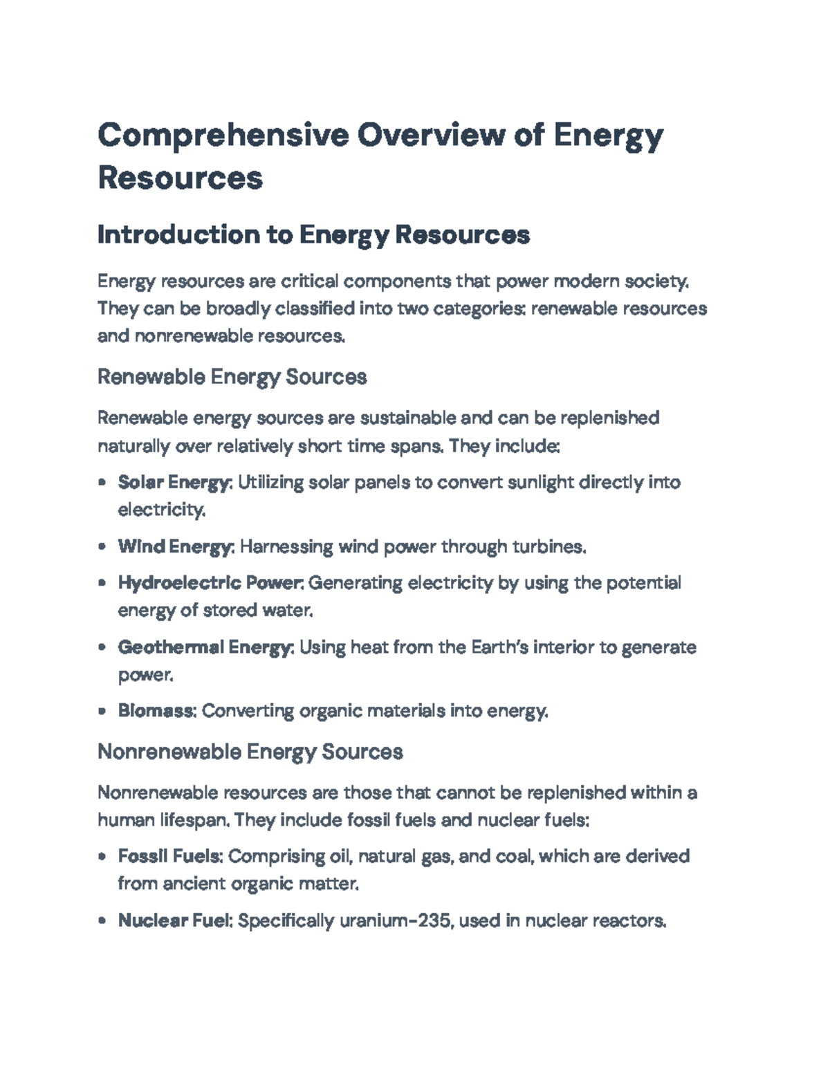 Energy Resources Overview (Energy 101): Types, Pros & Cons - Studocu