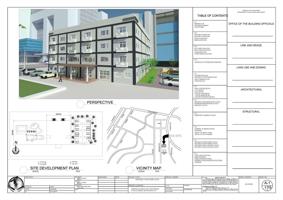 Proposed Four Storey Hotel Architectural Plans (R.A. 9266) - Studocu