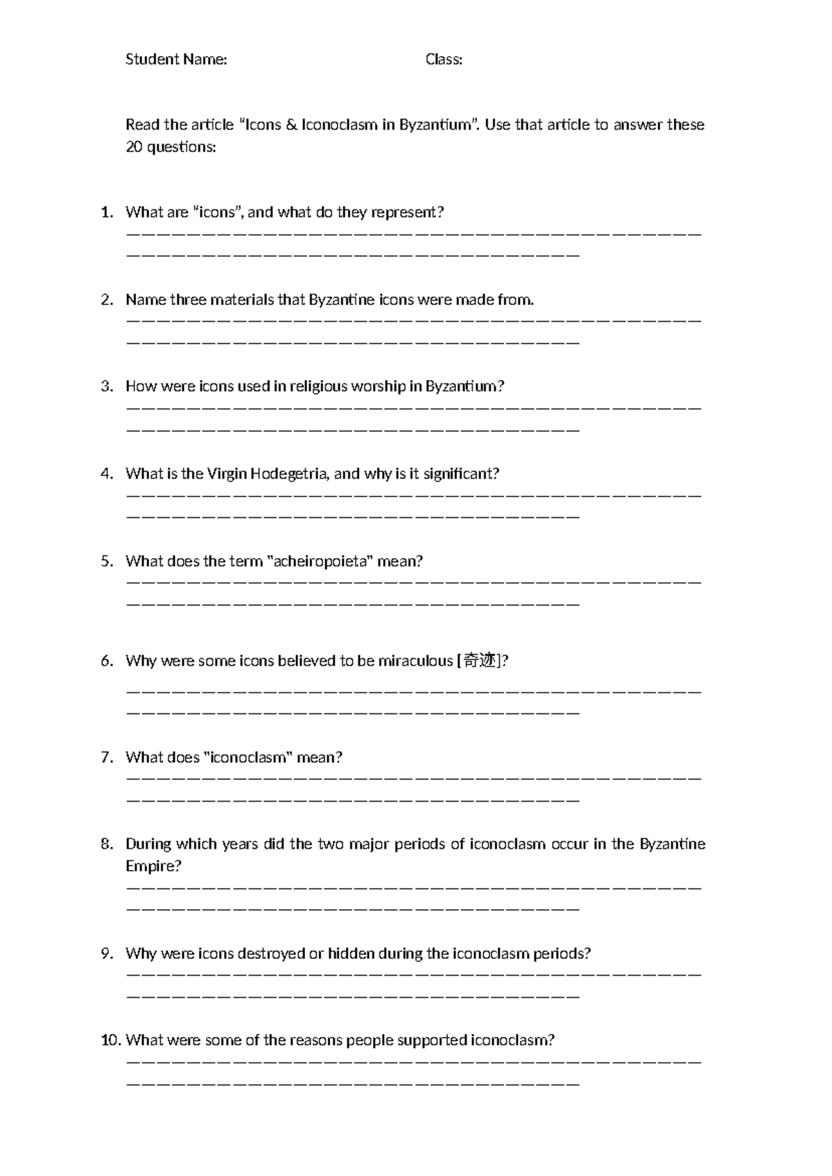 20 Questions on Icons & Iconoclasm in Byzantium (Art History 101) - Studocu