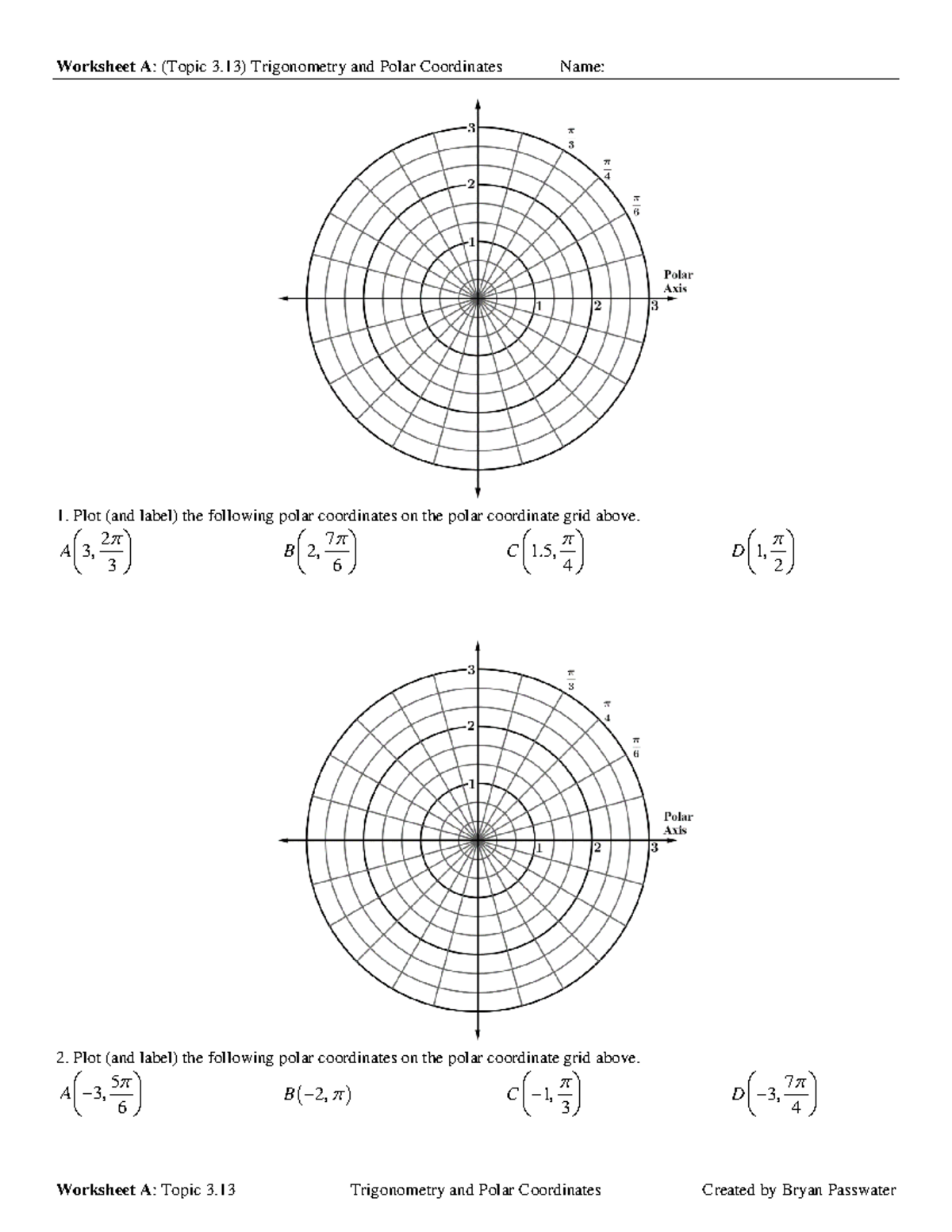 Worksheet A: Topic 3.13 trigonometry and polar coordinates homework ...