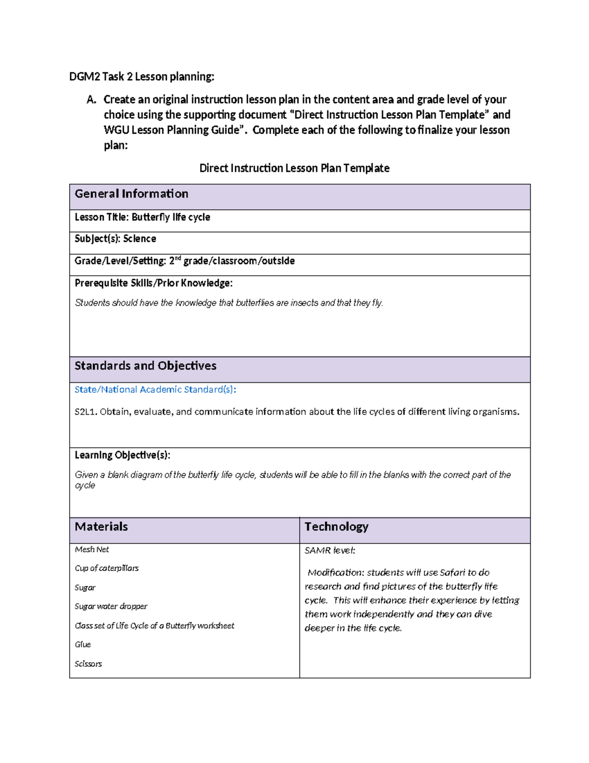 DGM2 Task 2 - DGM2 Task 2 Lesson Planning Passed first try - DGM2 Task ...