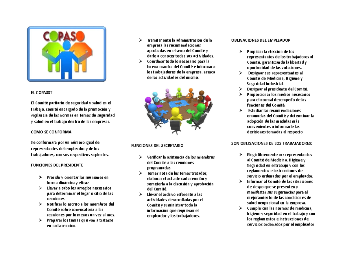 Folleto sobre el COPASST: Conformación y Funciones Esenciales - Studocu