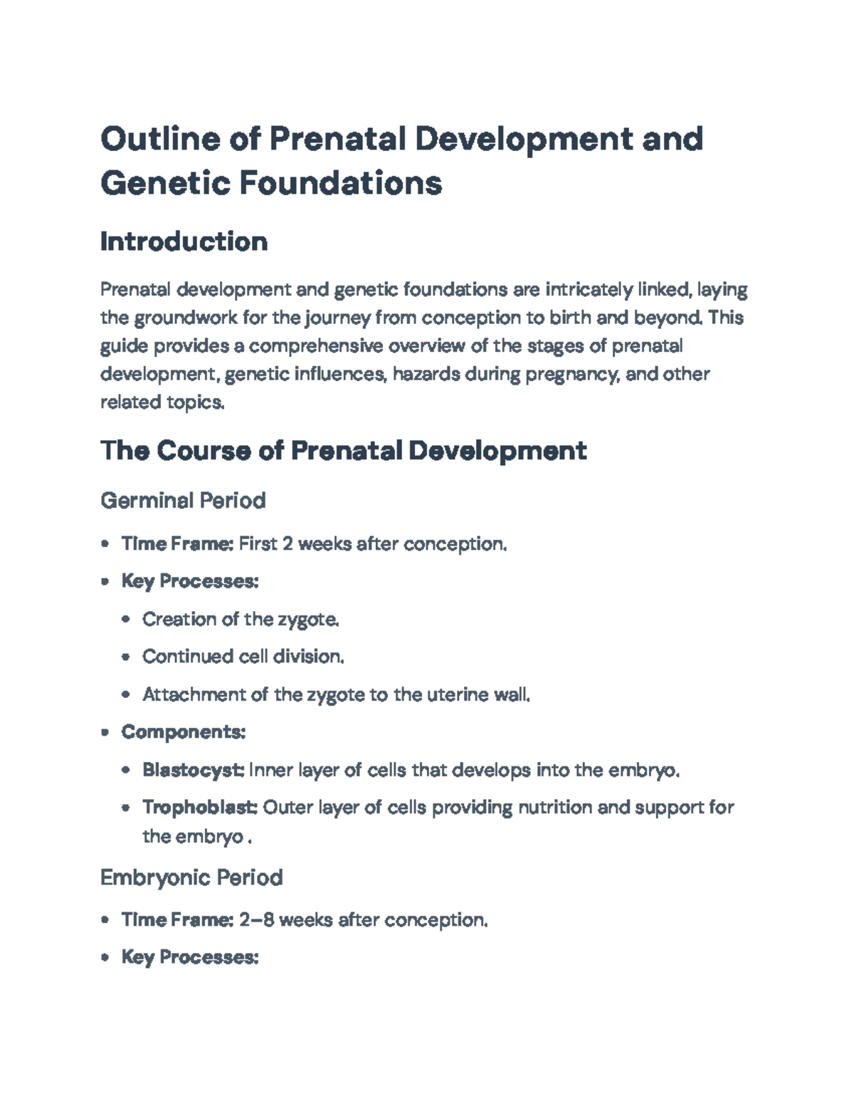 Comprehensive Overview of Prenatal Development and Genetic Foundations ...