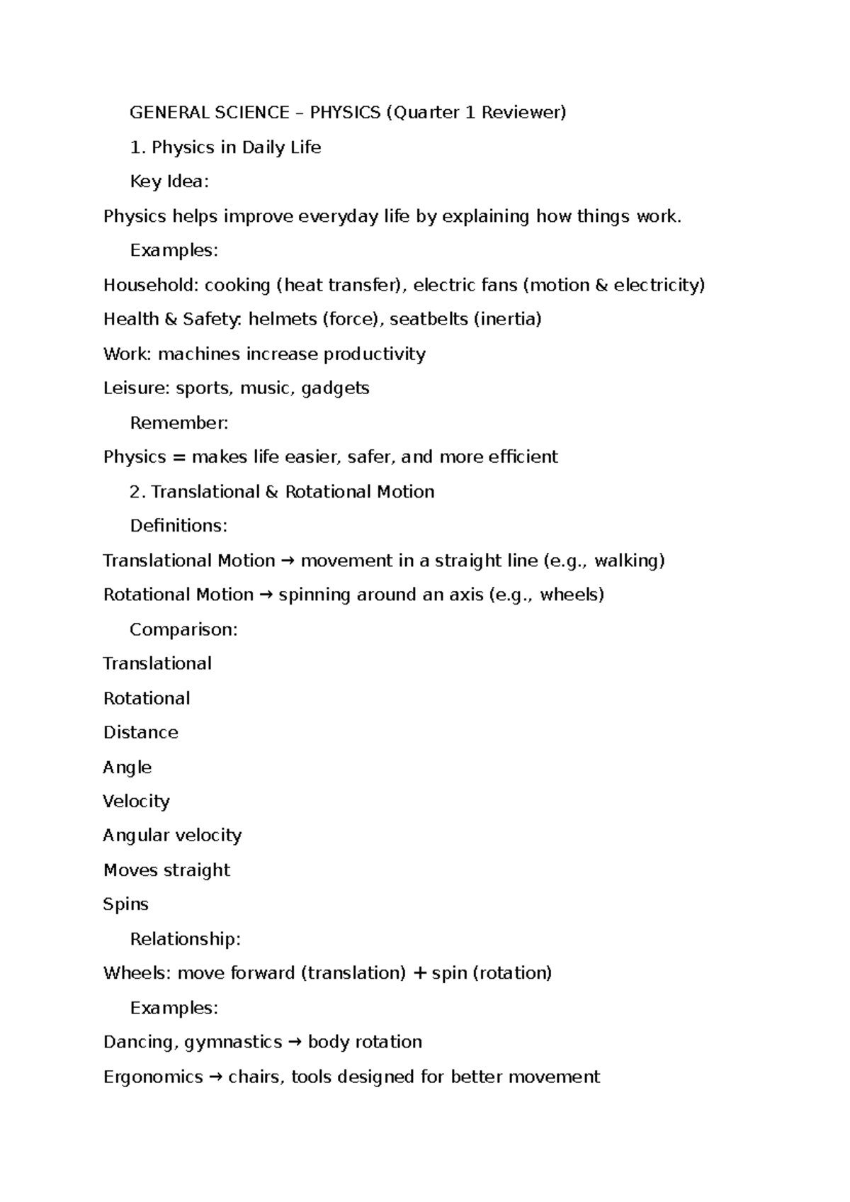 GEN SCI PHYSICS, CHEMISTRY & EARTH SCIENCE (Quarter 1-4 Reviewer) - Studocu