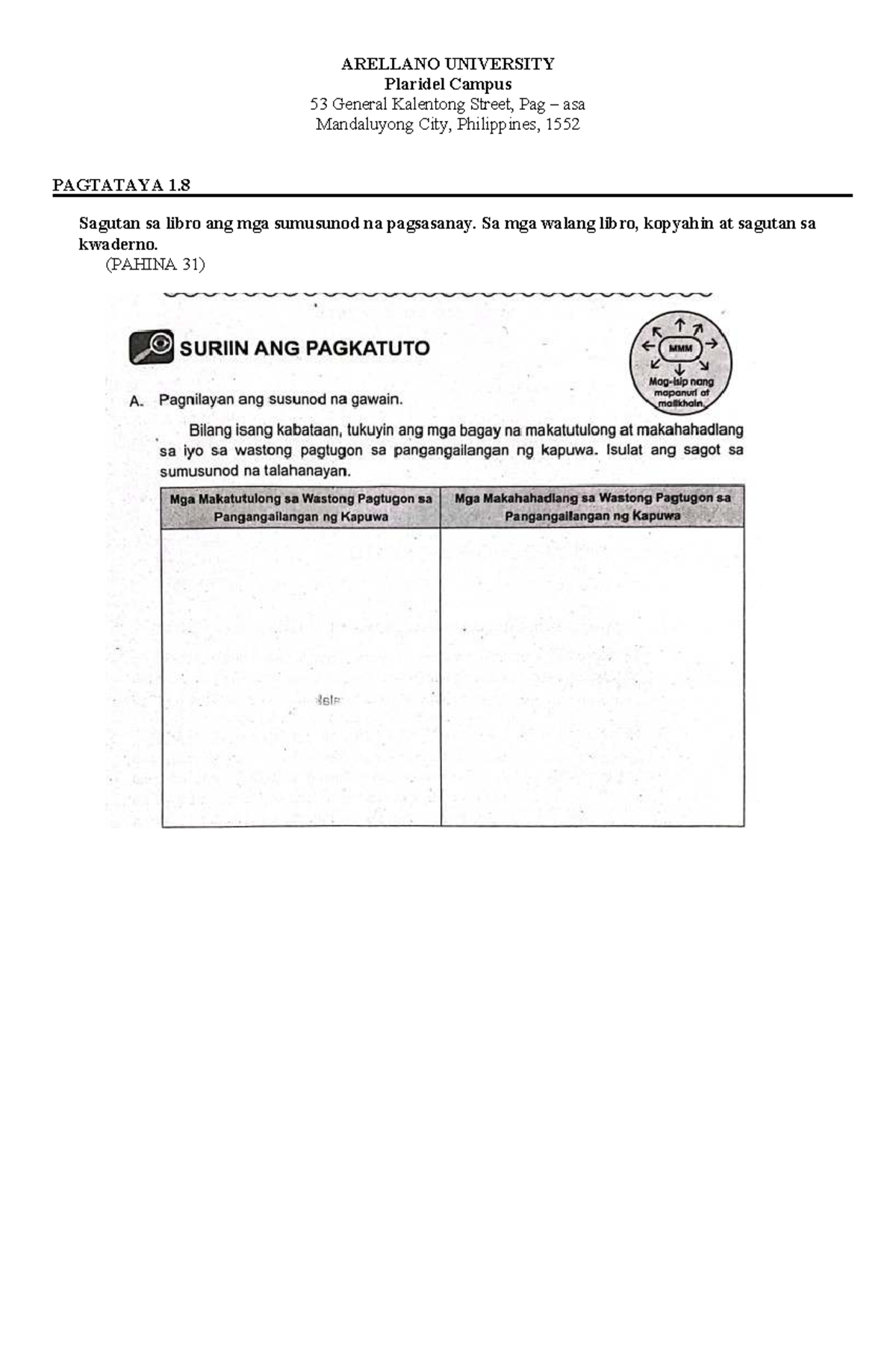 Pagtataya 1.8 DAMA DE Noche - Bachelor of Secondary Education ...