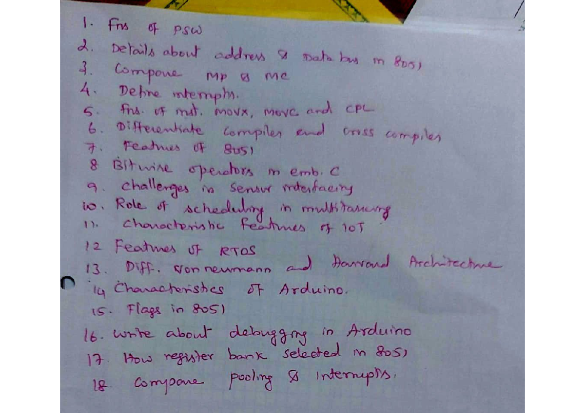 IOT 2 Marks: Key Concepts and Features of IoT and 8051 Architecture - Studocu