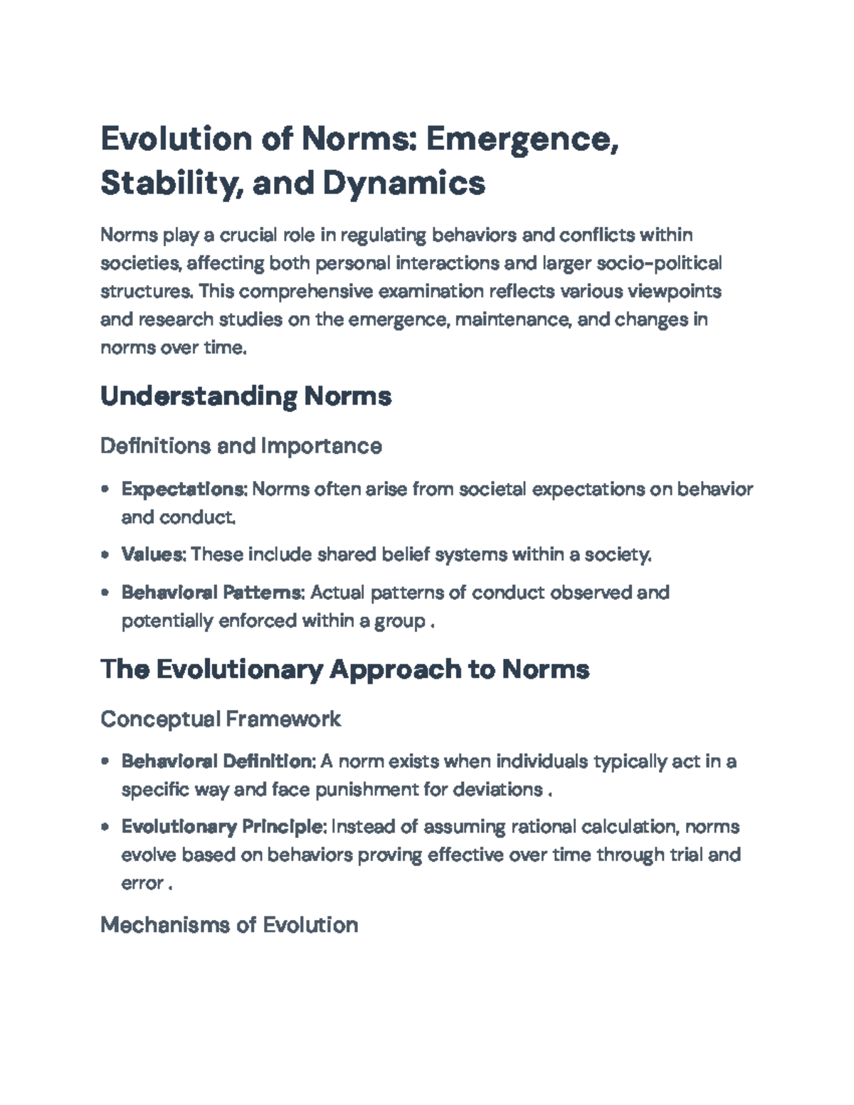 Evolution of Norms: Insights on Emergence, Stability, and Dynamics ...
