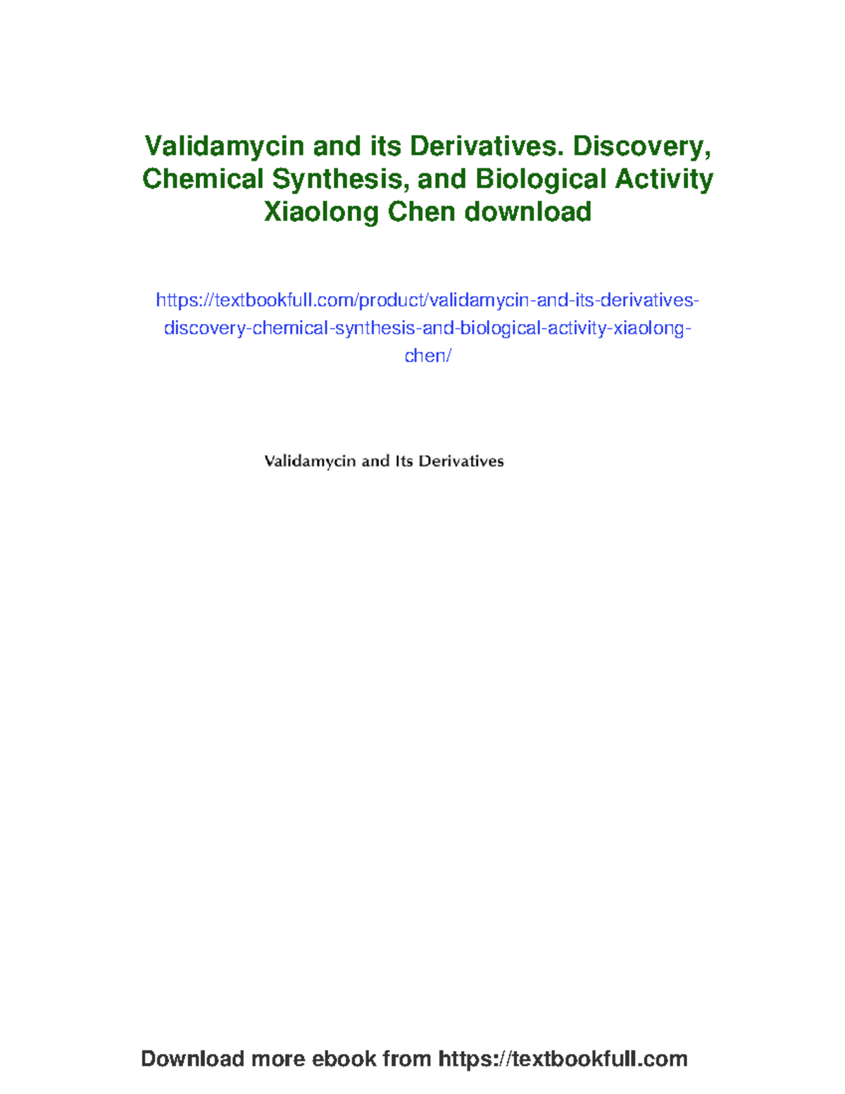 Validamycin and Its Derivatives: Discovery, Synthesis, and Bioactivity ...