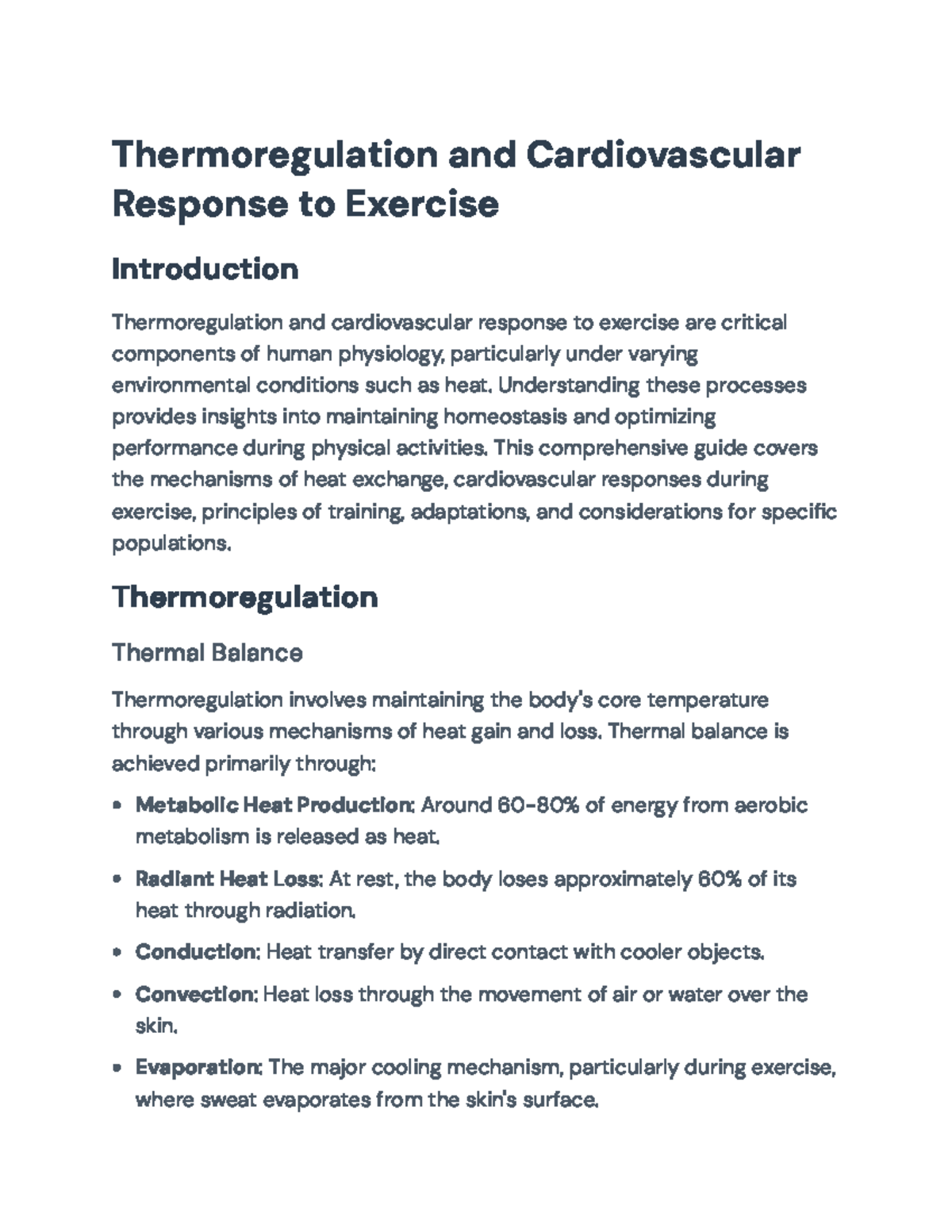 Thermoregulation and Cardiovascular Response to Exercise: A Guide ...