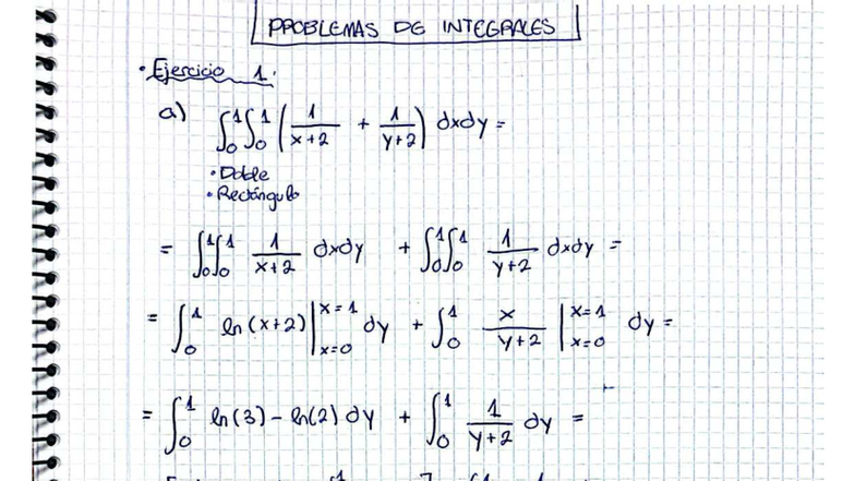 Problemas de Integrales SOSS1 - Ejercicio 1 y 2 - Studocu