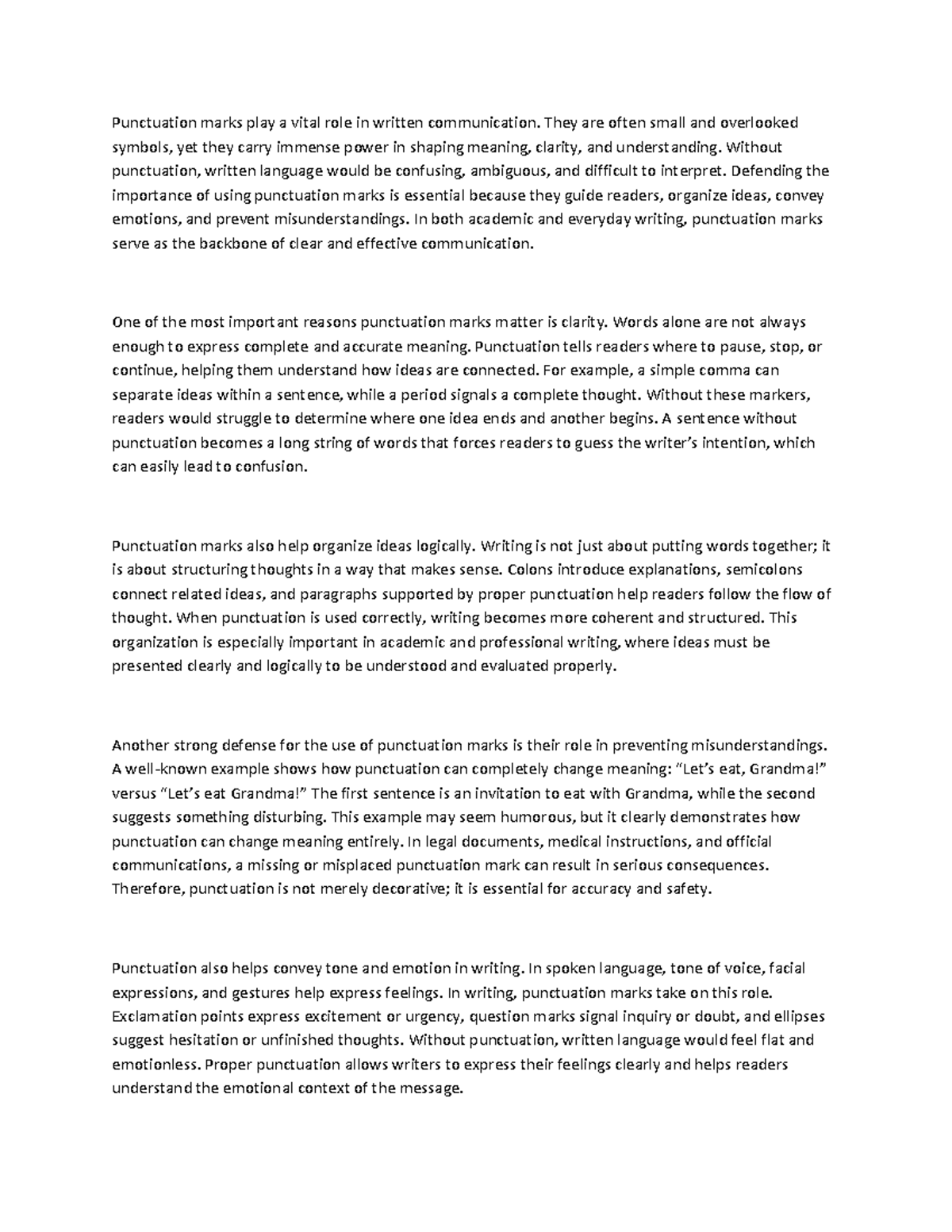 The Importance of Punctuation Marks in Effective Communication - Studocu