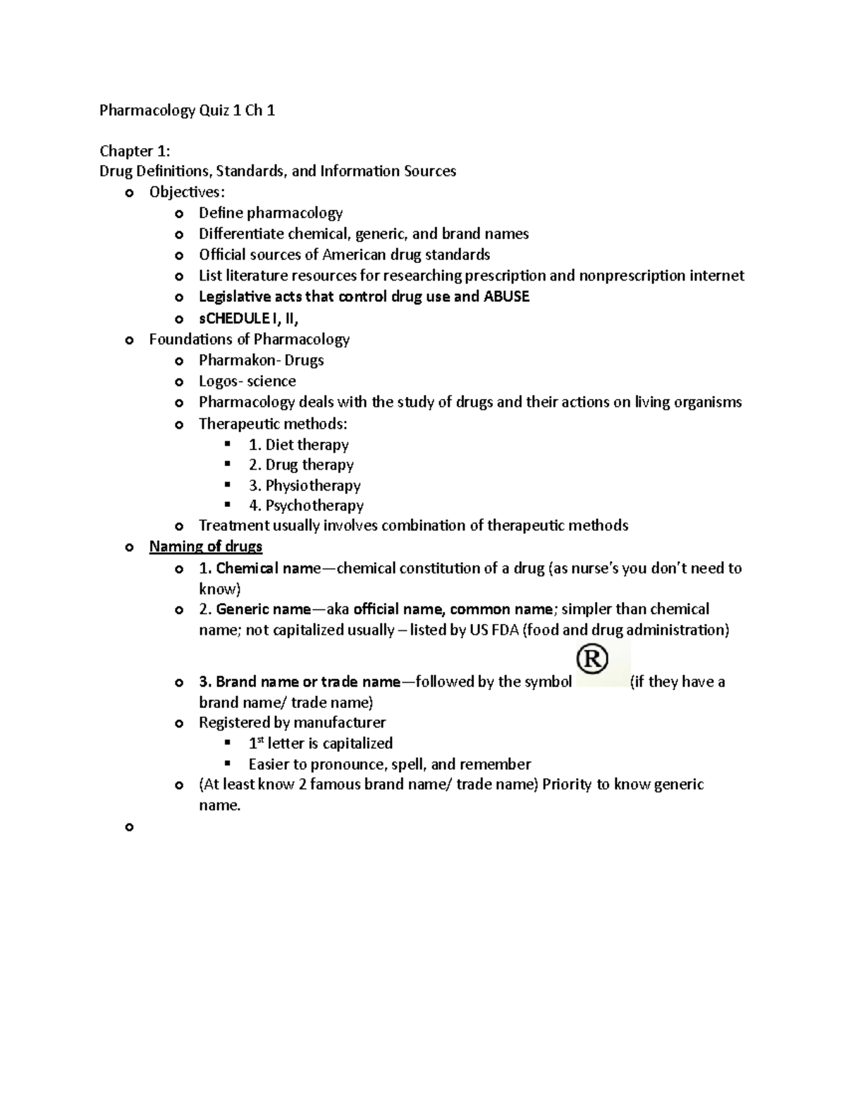 Pharmacology Quiz 1: Key Concepts from Chapters 1-3 - Studocu