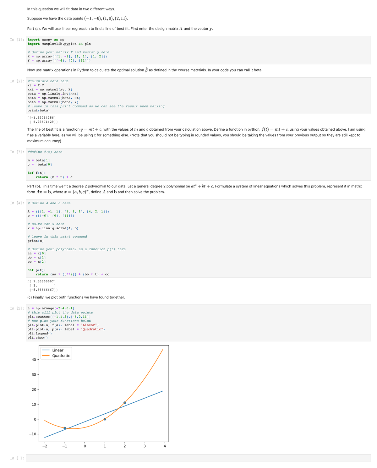 AS5 - Assignment Answers: Linear Regression & Polynomial Fitting - Studocu