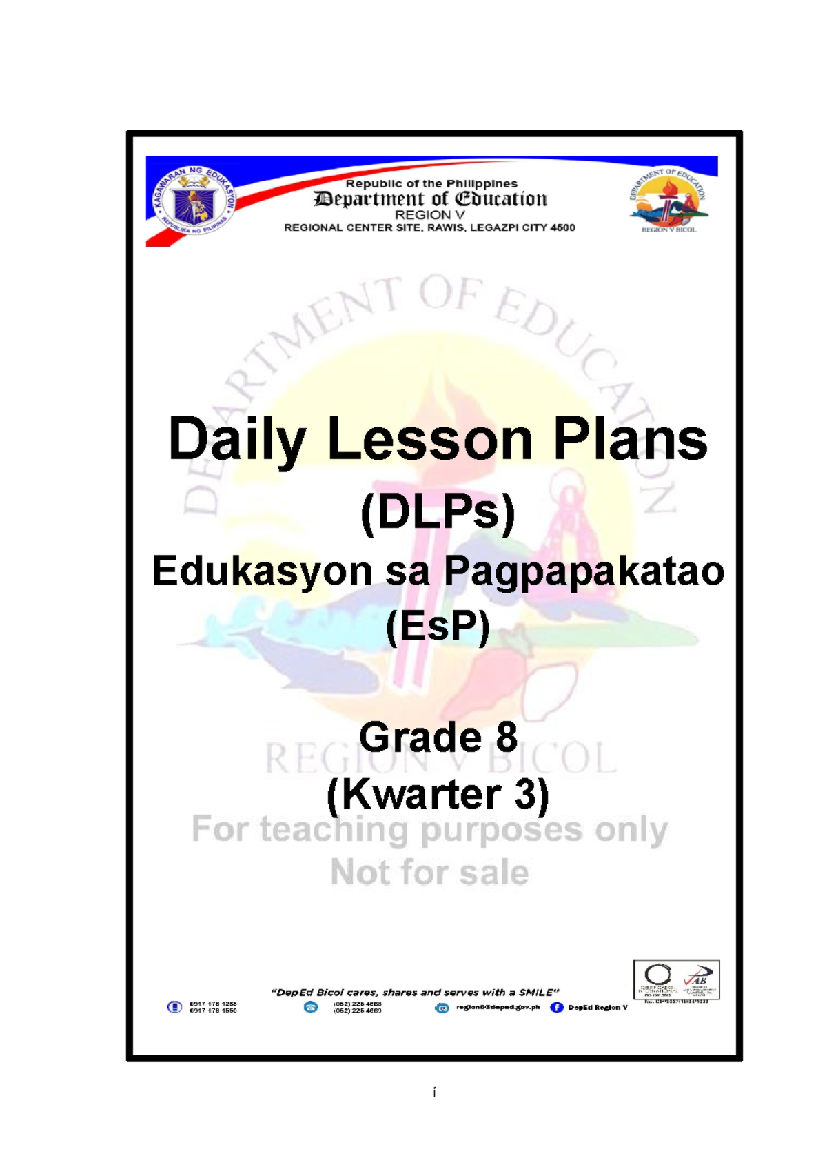 EsP Grade 8 Daily Lesson Plans for 3rd Quarter - Modyul 9 - Studocu