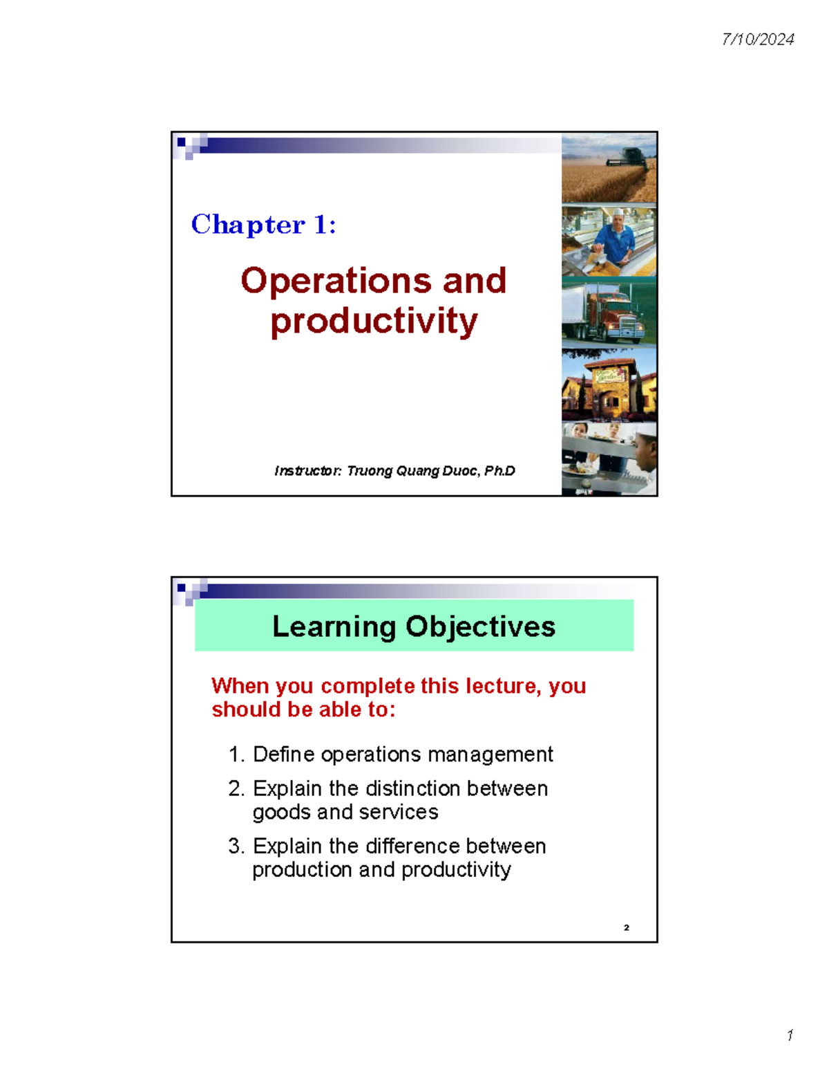 Chapter 1: Operations Management and Productivity Overview - Studocu