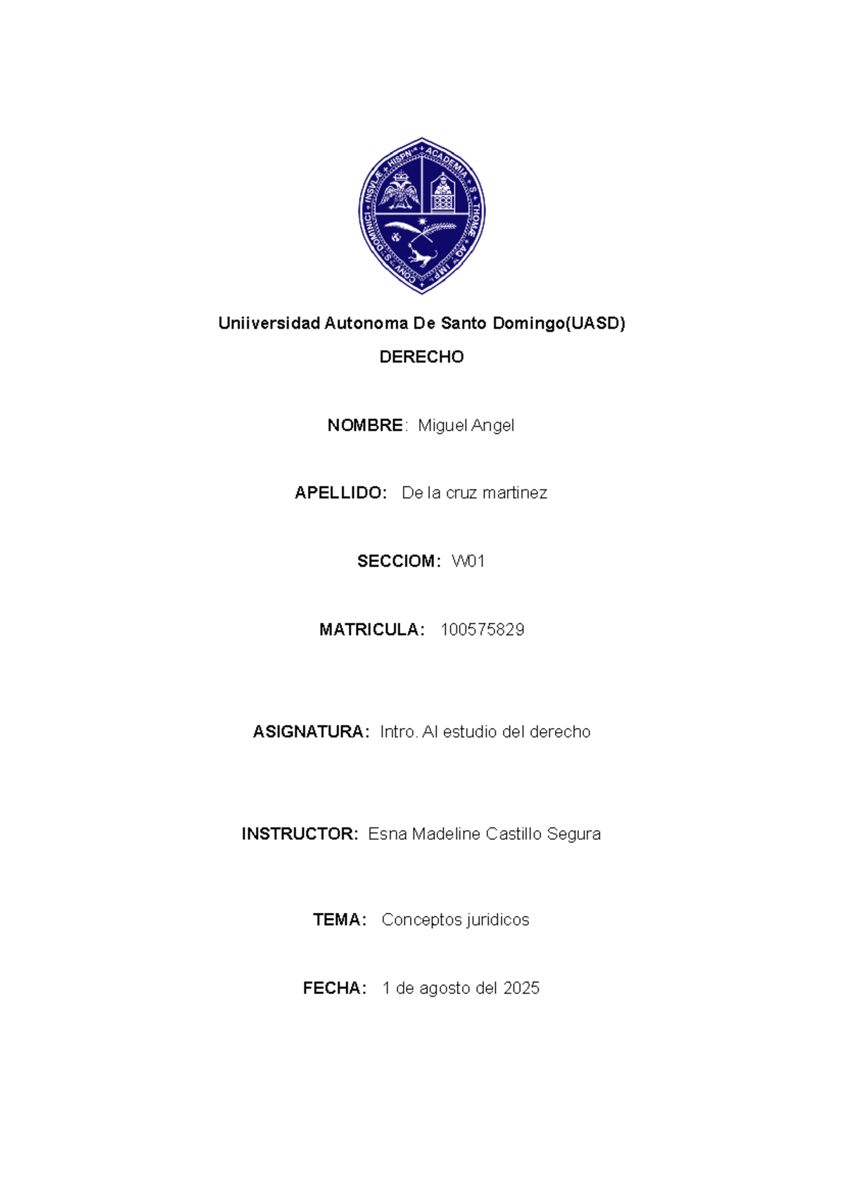 Conceptos Jurídicos en Derecho - UASD Intro. al Estudio del Derecho ...