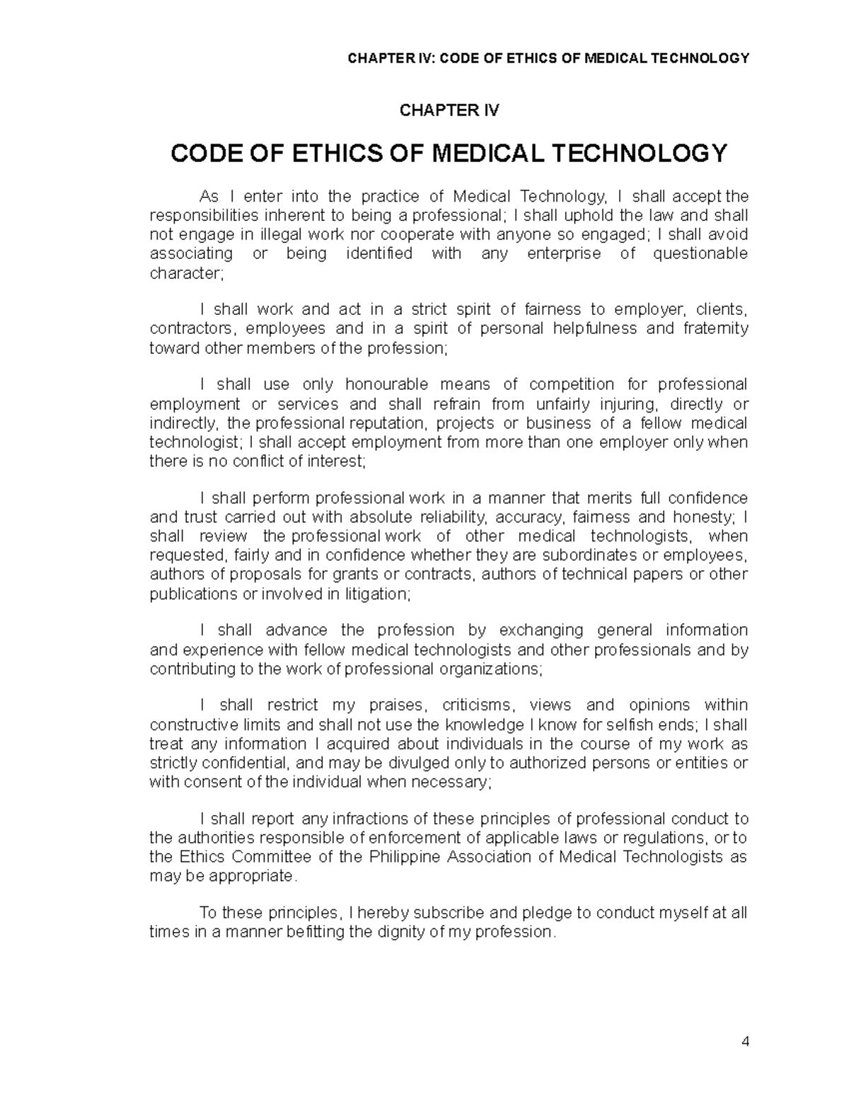 Code-of-Ethics - Extracted from the subject Medical Technology Laws in ...