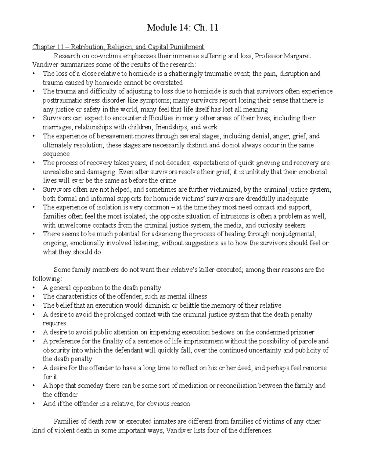 Module 14 Ch. 11 Notes - This Course is taught by Dr. Baranauskas (a.k ...