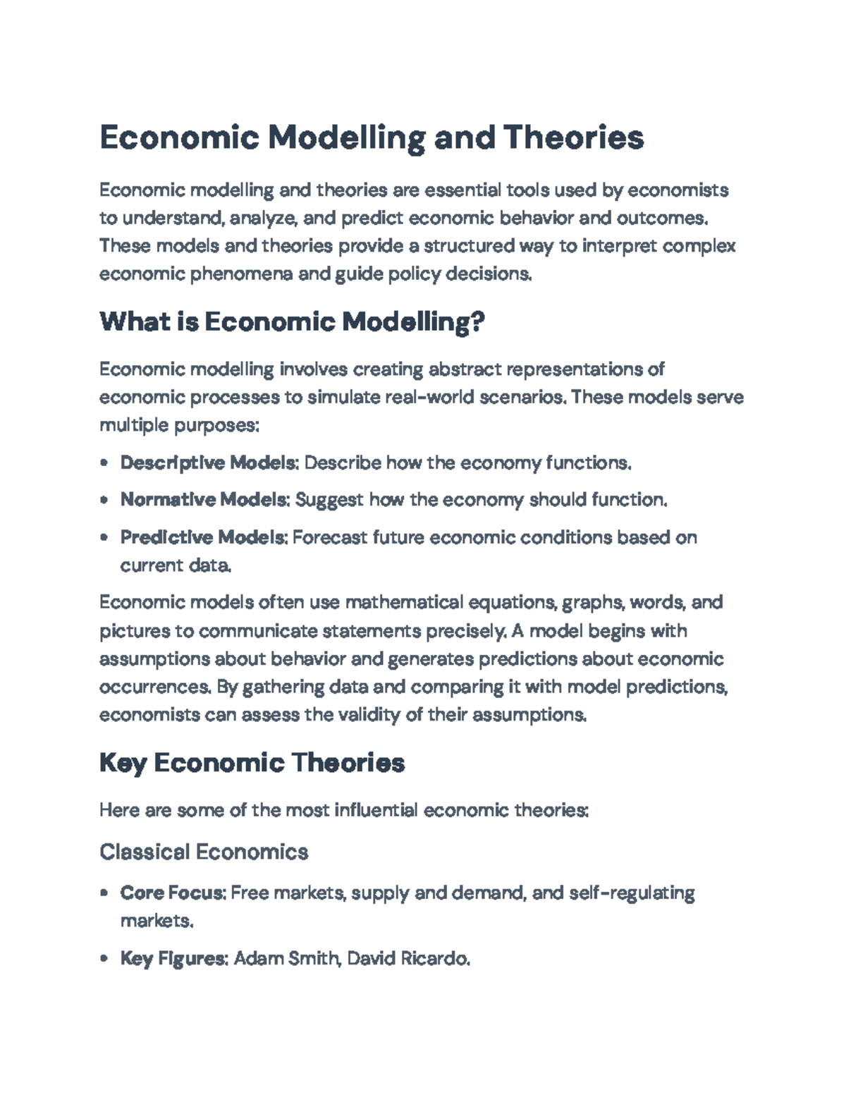 Economic Modelling and Theories: Insights and Importance in Economics ...