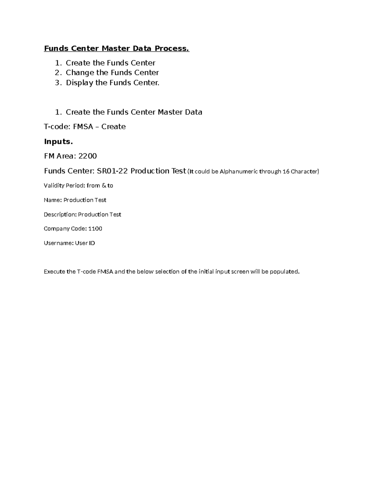 FM Funds Center Master Data Process Guide (FMSA, FMSB, FMSC) - Studocu