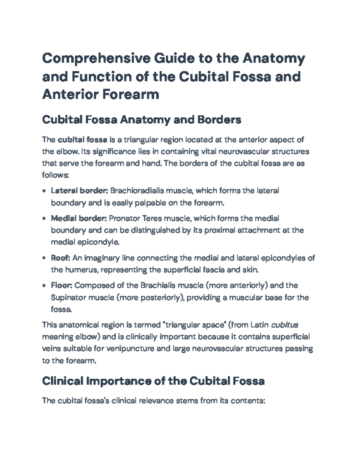 Comprehensive Overview of Cubital Fossa & Anterior Forearm Anatomy ...