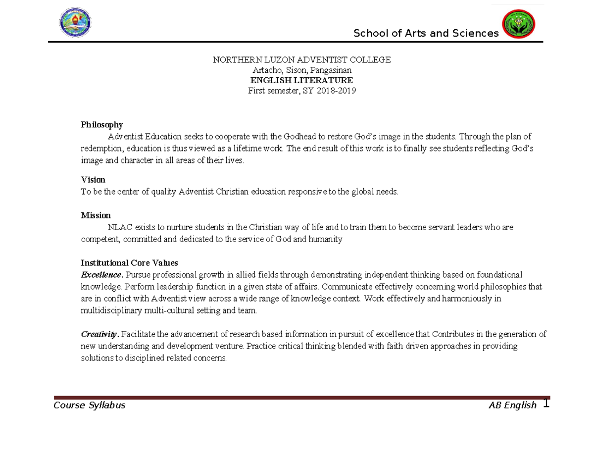 AB English Literature Course Syllabus and Overview - Studocu