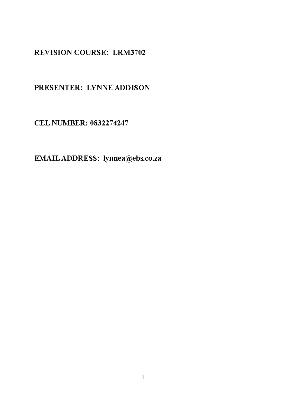 Retrenchment in terms of section 189A of the LRA 2018-01 - MRL3702 ...