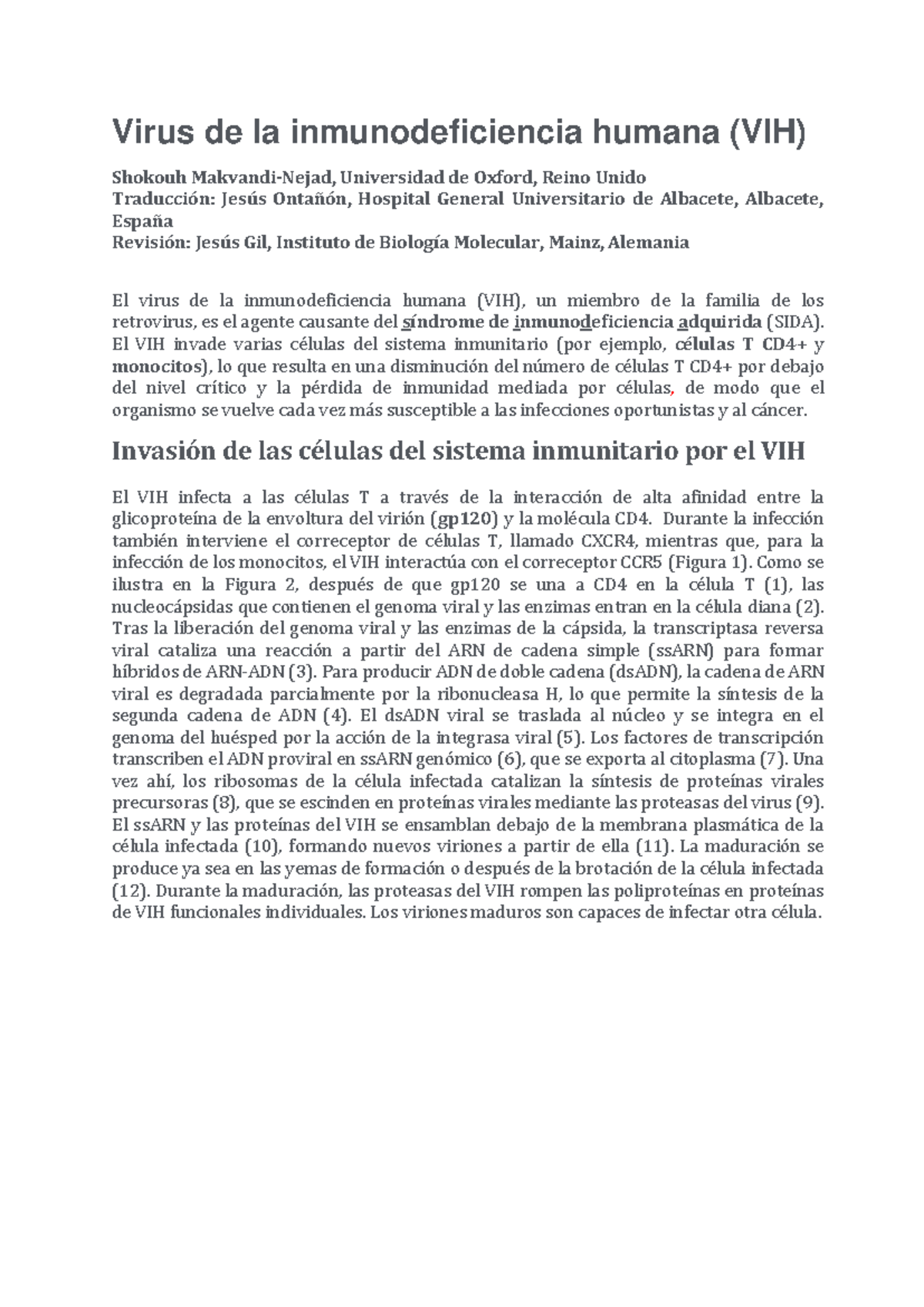 VIH - Información sobre el virus de la inmunodeficiencia humana - Studocu