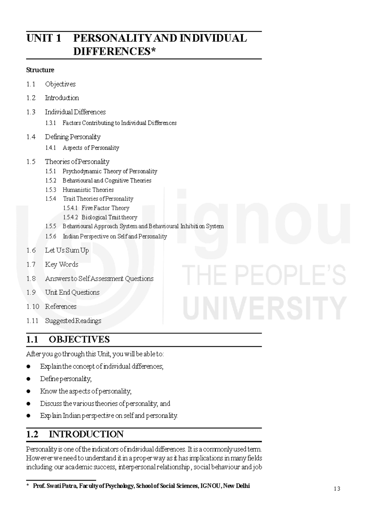 Unit 1: Personality and Individual Differences - Key Concepts and ...