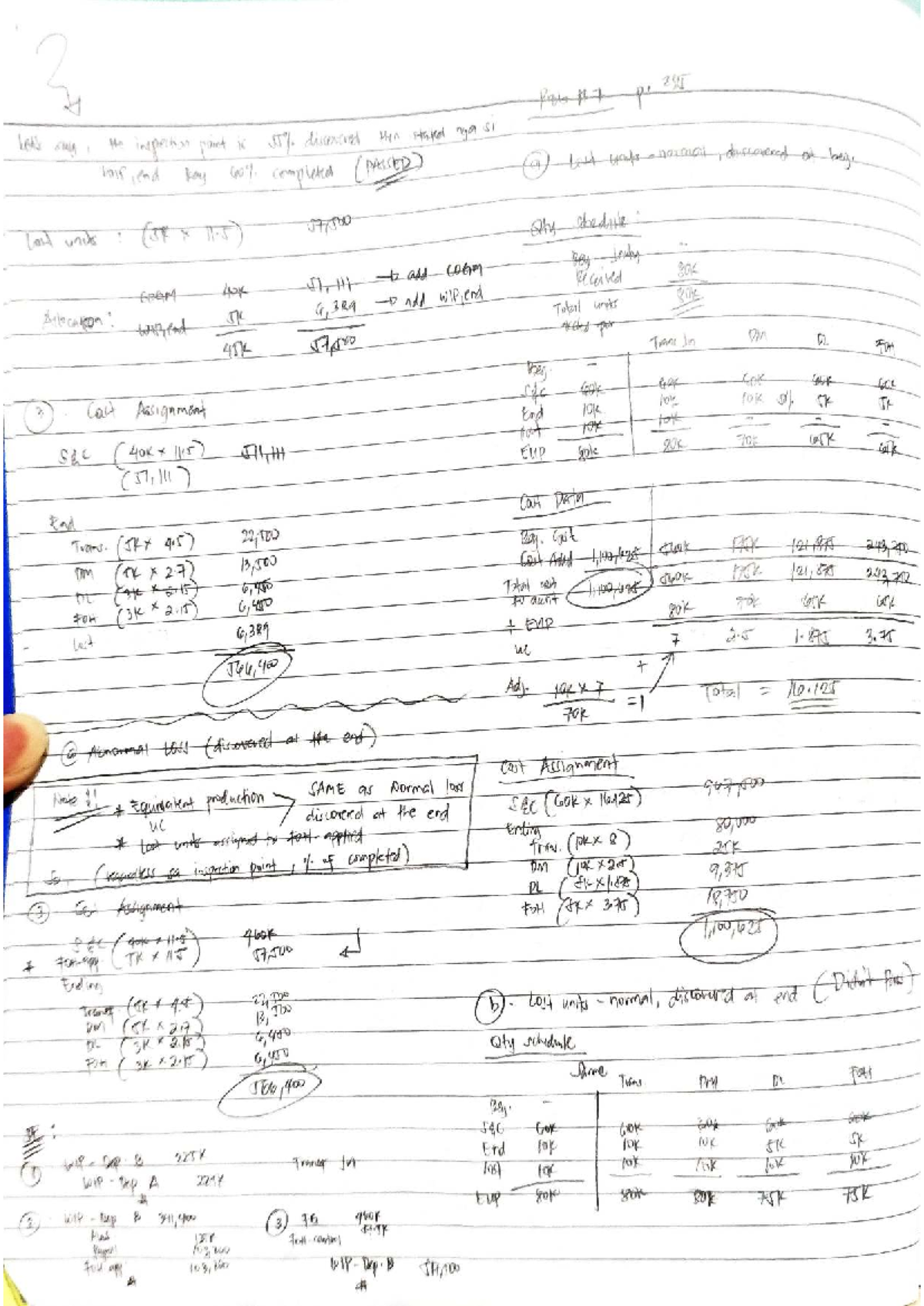 Pob Per 285 Cost Assignment Analysis and Loss Calculation - Studocu