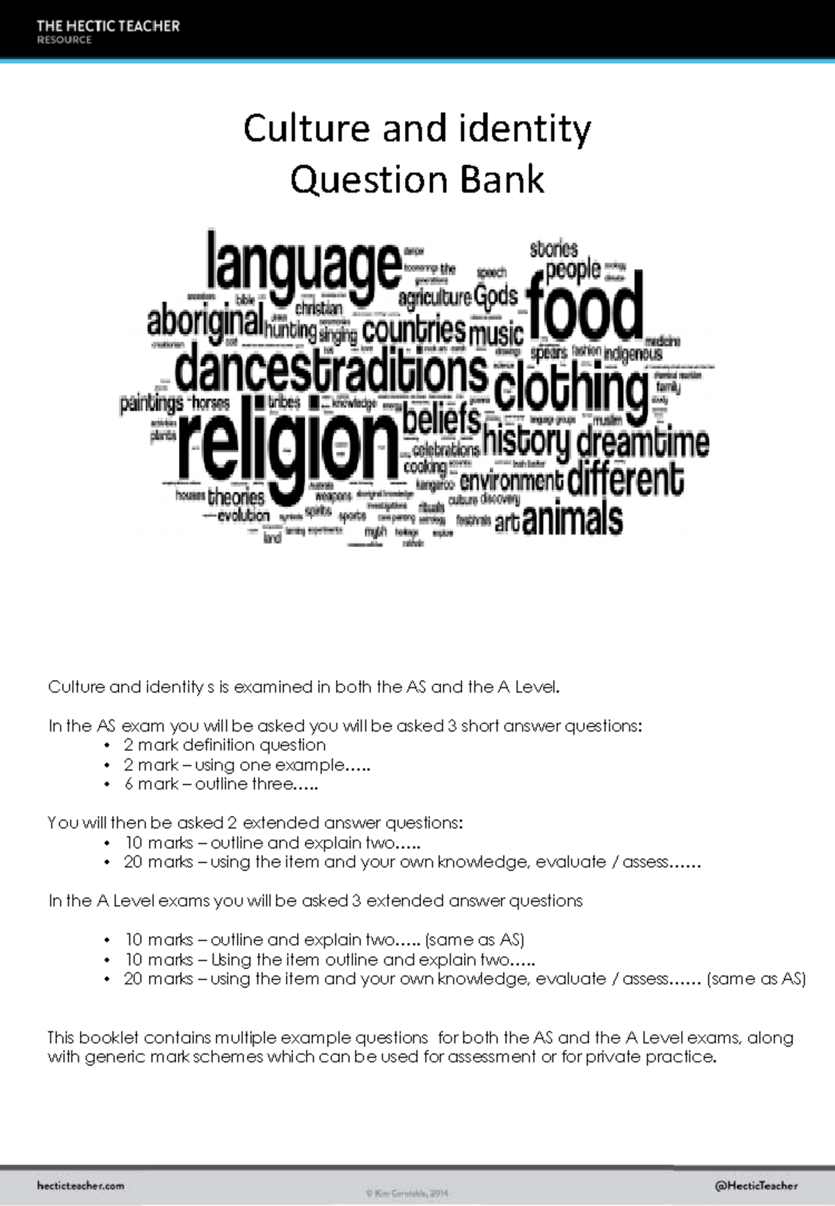 Culture and Identity: AS & A Level Question Bank Guide - Studocu