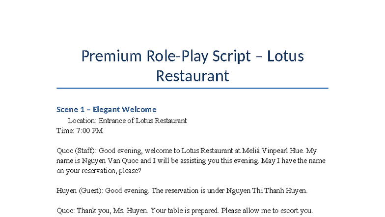 Lotus Restaurant Premium Roleplay Script: Elegant Dining Experience ...