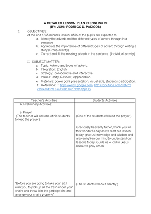 A Detailed Lesson PLAN IN Mapeh V - A DETAILED LESSON PLAN IN MAPEH V I ...