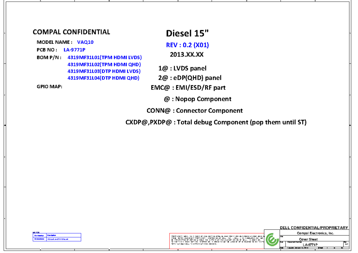 Dell Precision M4800 VAQ10 LA-9771P Block Diagram and PCH Details - Studocu