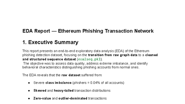EDA Report: Analyzing Ethereum Phishing Transactions and Patterns - Studocu