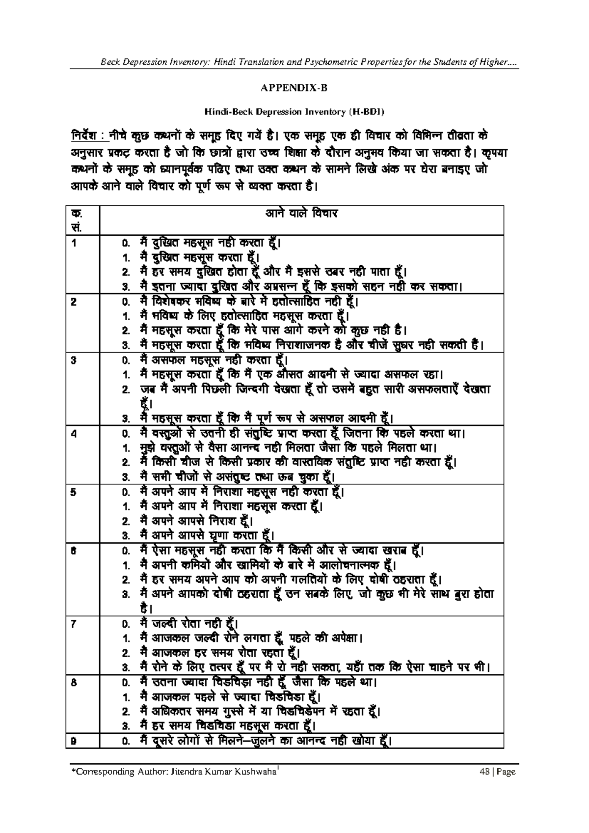 Beck Depression Inventory Bdi