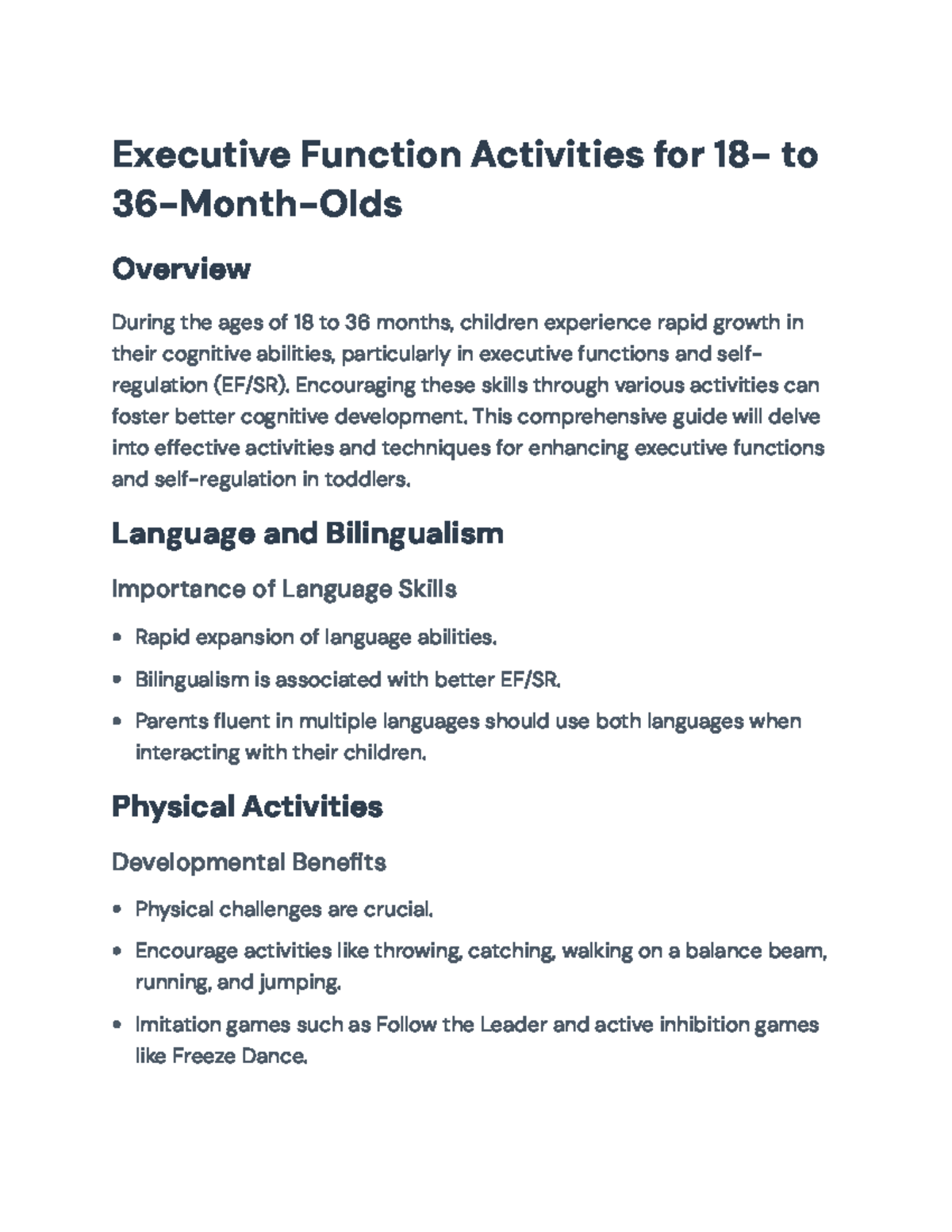 Executive Function Activities for Toddlers Aged 18-36 Months ...